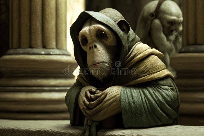 Monk Medieval Monster Animal Illustration Generative Ai Stock ...