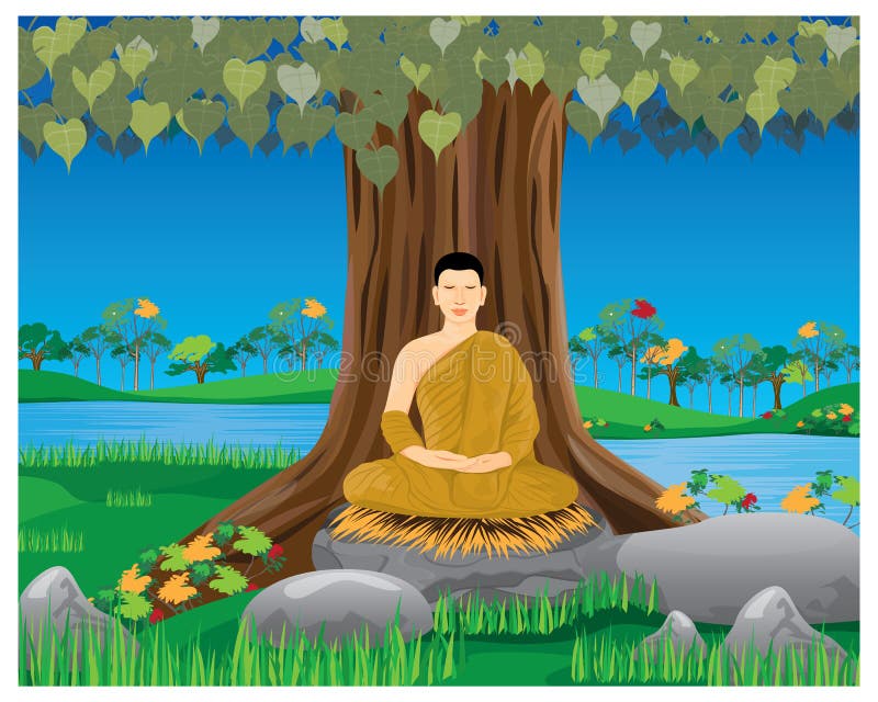 Isolated the Buddhist Monk on White Background Stock Vector ...