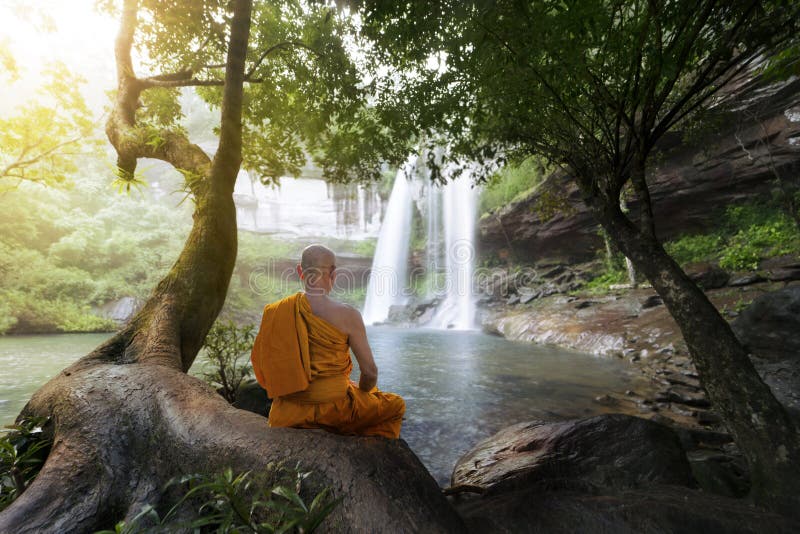 Monk practice meditation stock image. Image of natural - 129088239