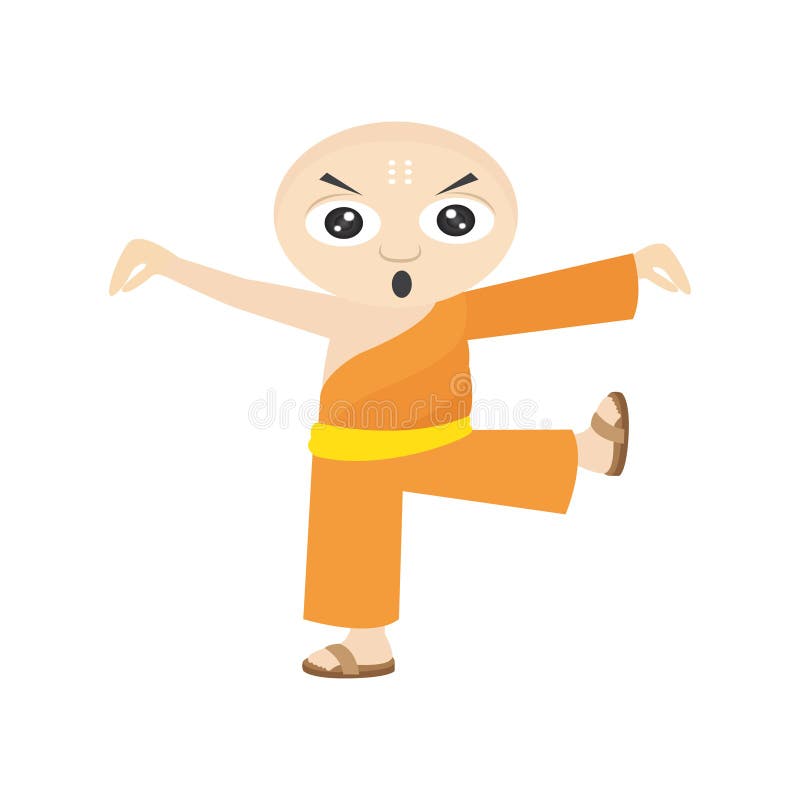 Monk Practicing Karate. Vector Illustration Decorative Design Stock ...
