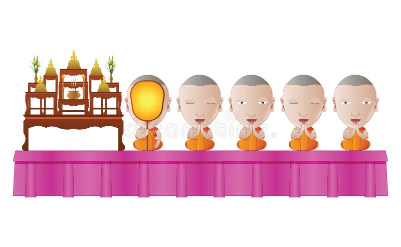 Monk Praying in Religious Ceremony in Cartoon Stock Vector ...