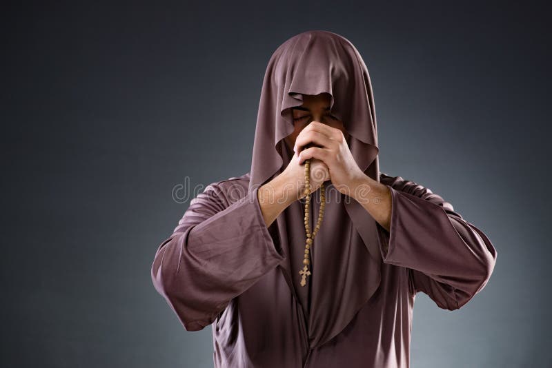 The Monk in Religious Concept on Gray Background Stock Photo - Image of ...