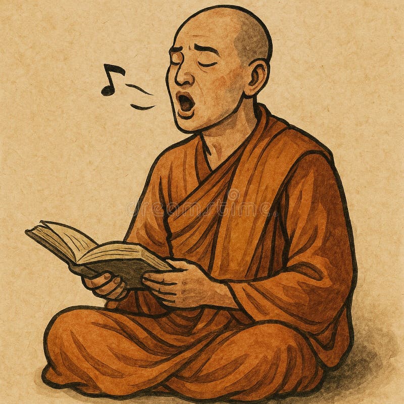 Monk Sacred Chant stock illustration. Illustration of meditation ...