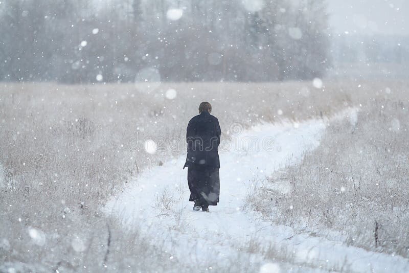 Monk Samurai in Winter Field Stock Image - Image of dark, military ...