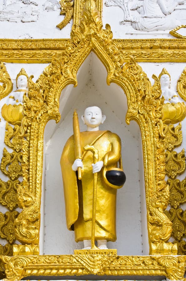 Monk Sculpture in Thai Style Art Flam Stock Image - Image of spiritual ...