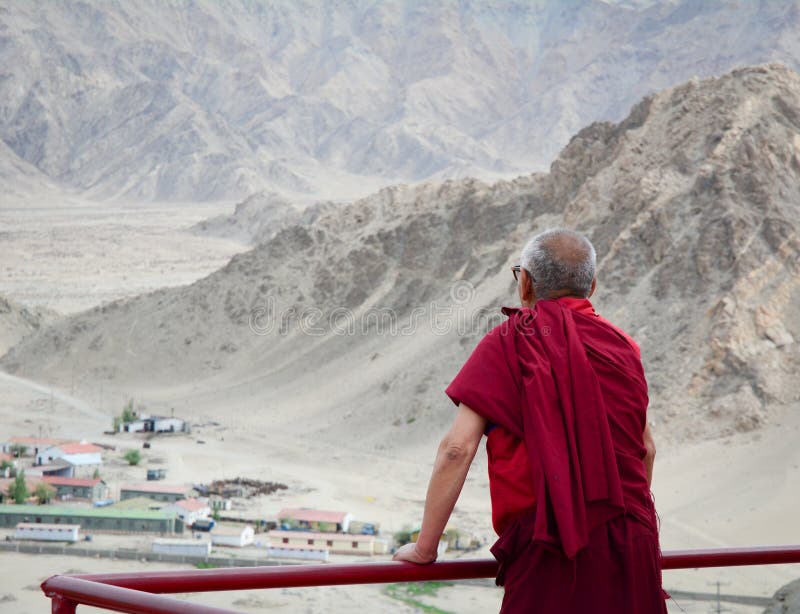 A Monk Standing on the Mountain Editorial Photography - Image of ...