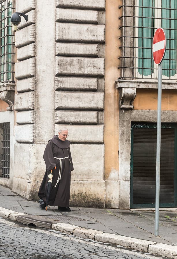Monk on the street of Rome editorial stock photo. Image of religion ...