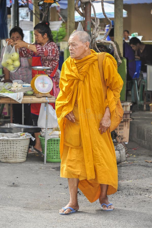A Monk in Bangkok, Thailand Editorial Image - Image of flag, forest ...