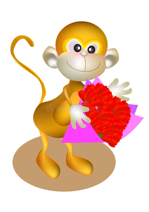 Monkey Wild Holding Flowers Stock Illustrations – 35 Monkey Wild ...