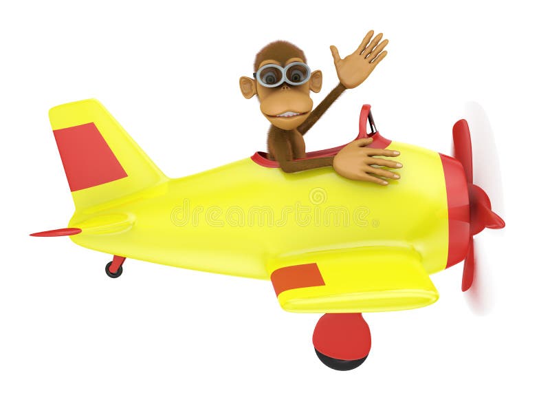 Monkey in airplane stock illustration. Illustration of aircraft - 60573922