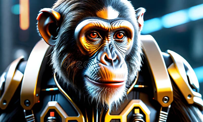 Monkey Android Robot, a Concept of the Future Stock Image - Image of ...