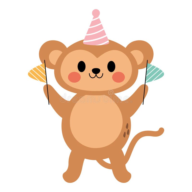 Monkey Animal Birthday Party Stock Illustration - Illustration of ...