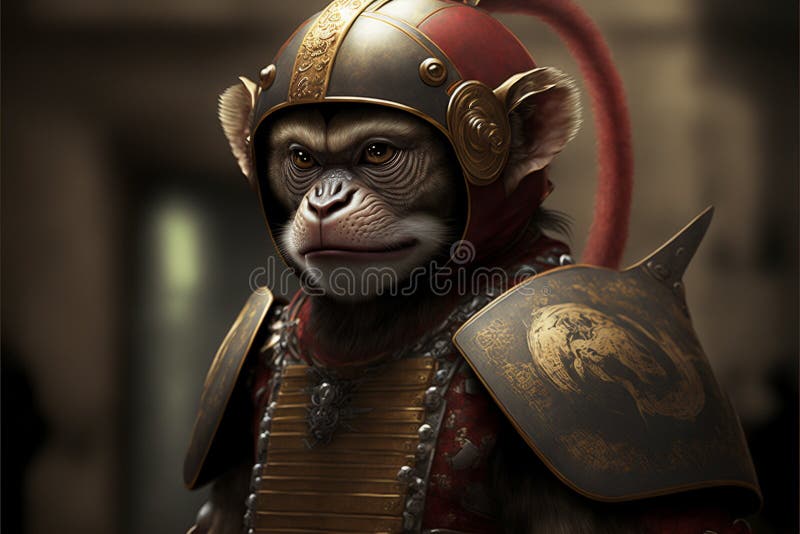 Monkey Animal Portrait Dressed As a Warrior Fighter or Combatant Soldier Concept. Ai Generated ...