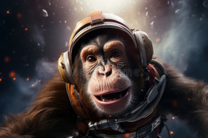 A Monkey in an Astronaut Costume in Outer Space Stock Image - Image of ...