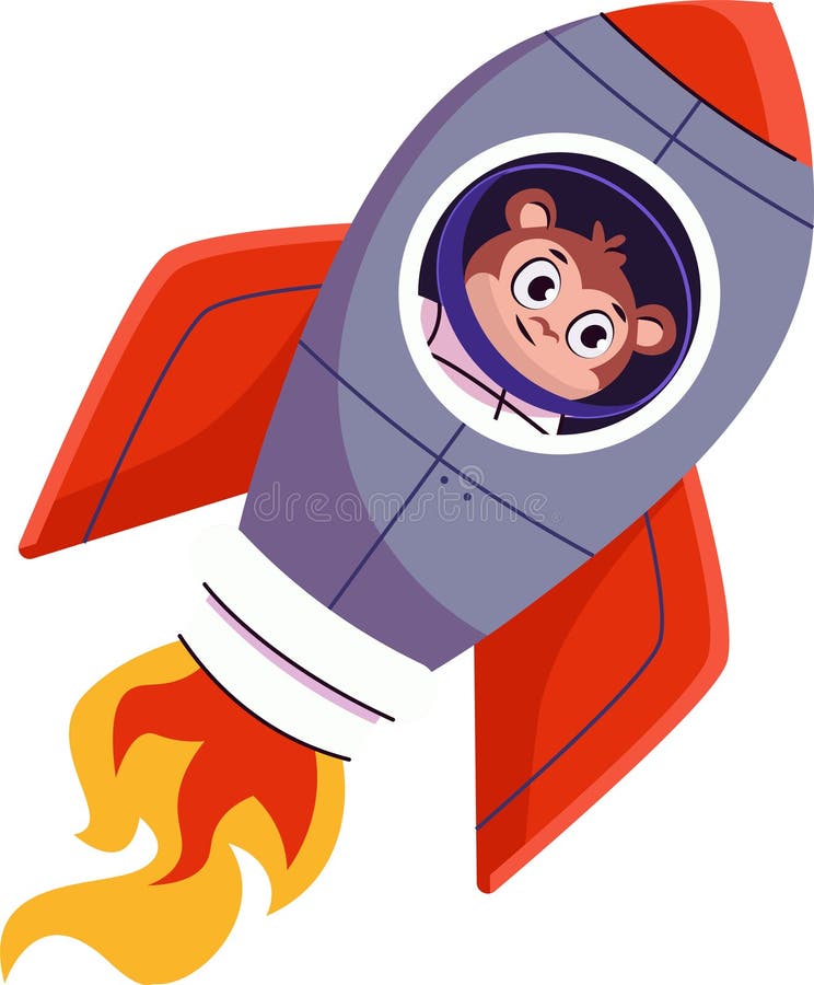 Monkey Astronaut in Rocket stock vector. Illustration of rocket - 351914584