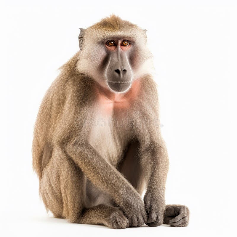 Monkey Baboon Close-up Isolated on White Stock Illustration ...