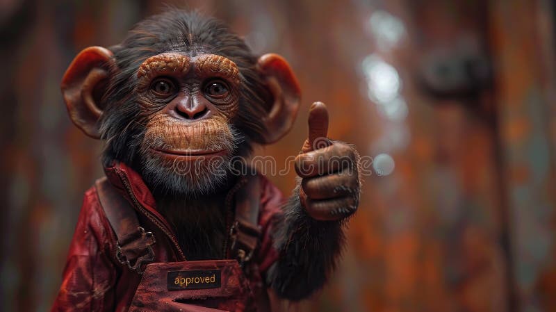 Monkey with Backpack Giving Thumbs Up Stock Illustration - Illustration ...