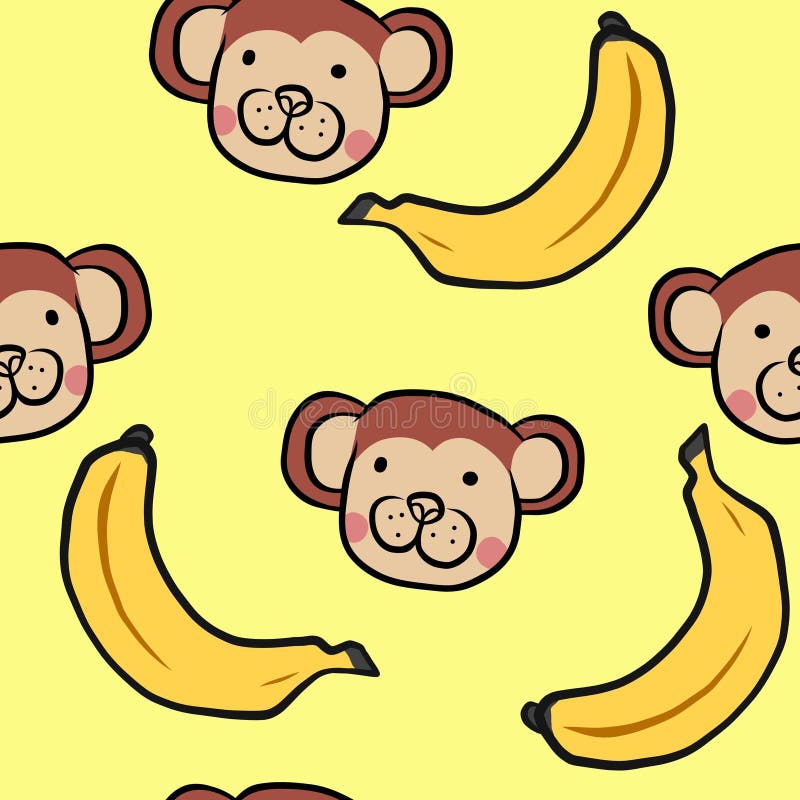 Monkey with Banana Coloring Page Cartoon Vector Illustration Stock ...
