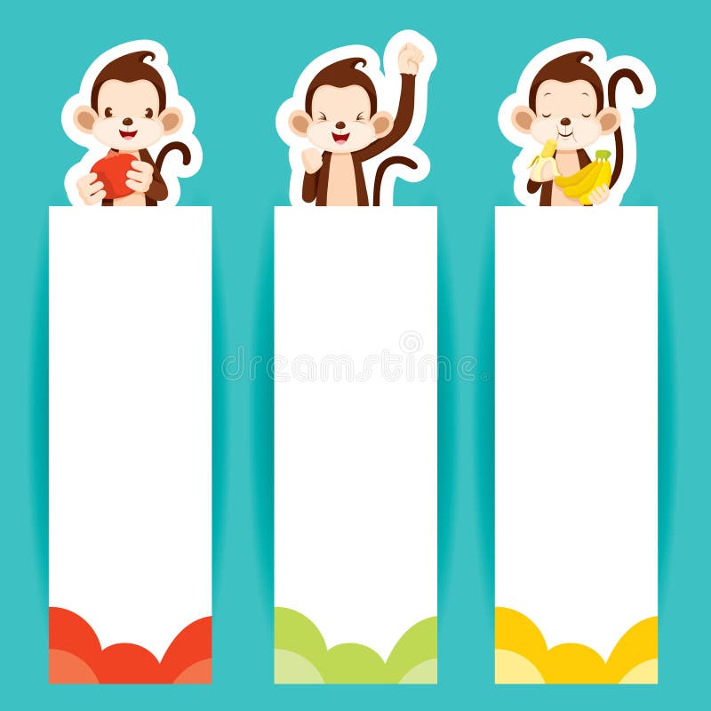 Monkey with Banners Set stock vector. Illustration of blank - 78246462