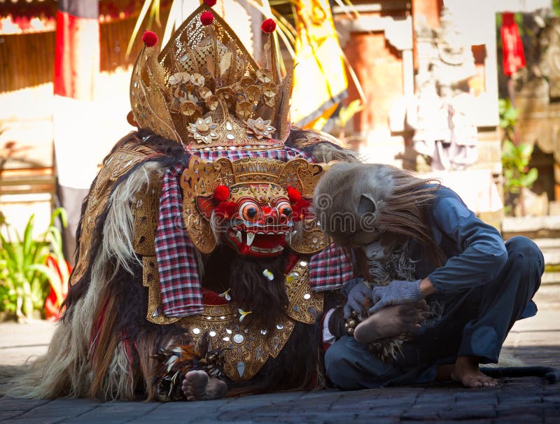 Monkey and Barong editorial stock image. Image of culture - 24359279
