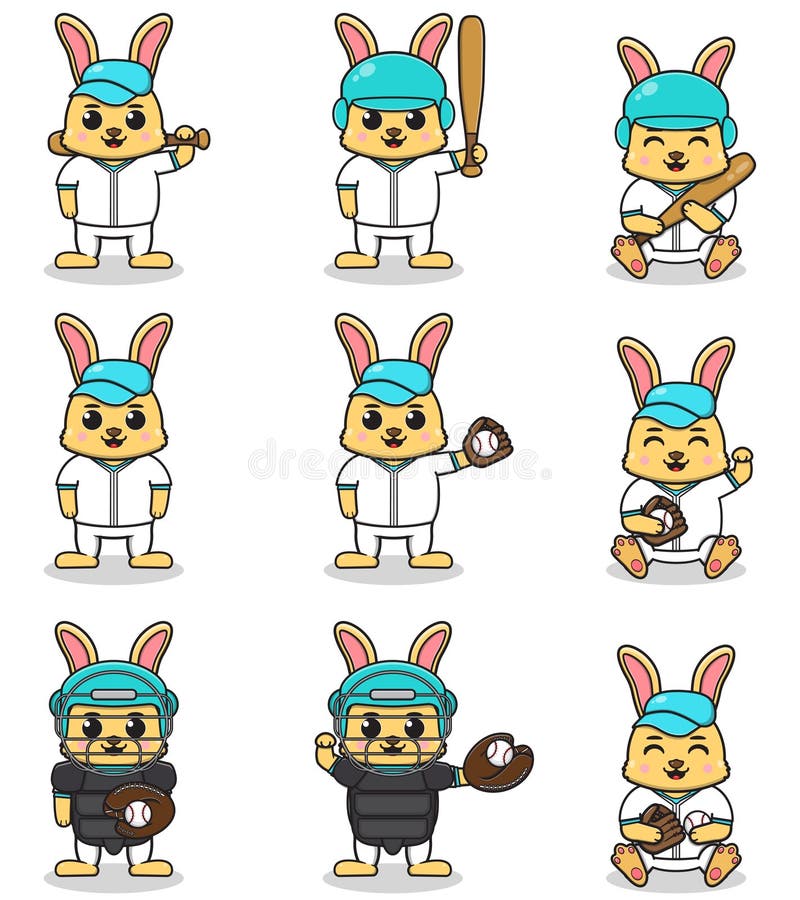 Vector Illustration of Cute Rabbit with Baseball Costume Stock Vector ...