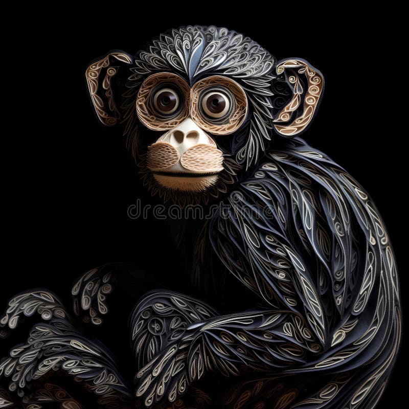 Monkey with a Beautiful Pattern on His Face. 3d Illustration Stock ...