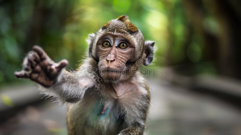 A Monkey with a Big Smile on Its Face and Pointing, AI Stock Photo ...