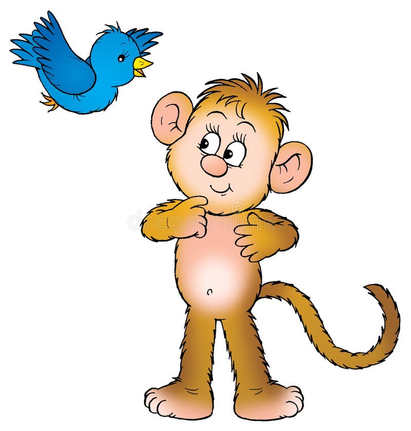 Monkey and bird stock illustration. Illustration of childhood - 1892197