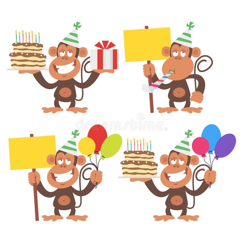 Monkey and Birthday stock vector. Illustration of clip - 62933973