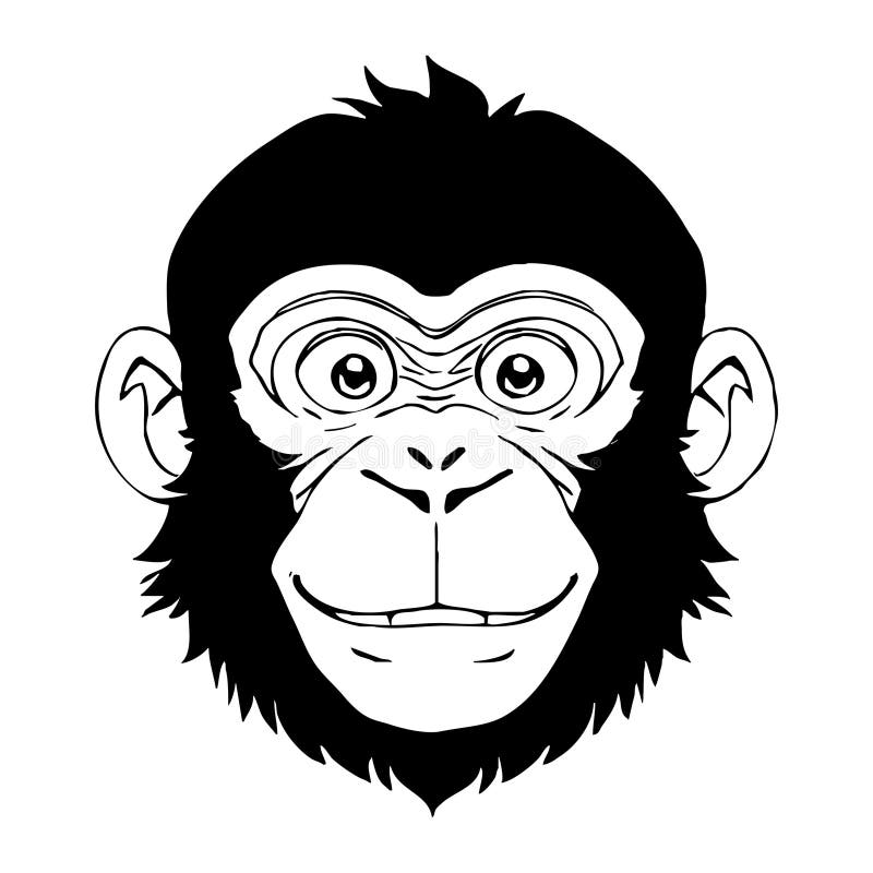 Monkey . Black and White Line Art. Logo Design for Use in Graphics ...