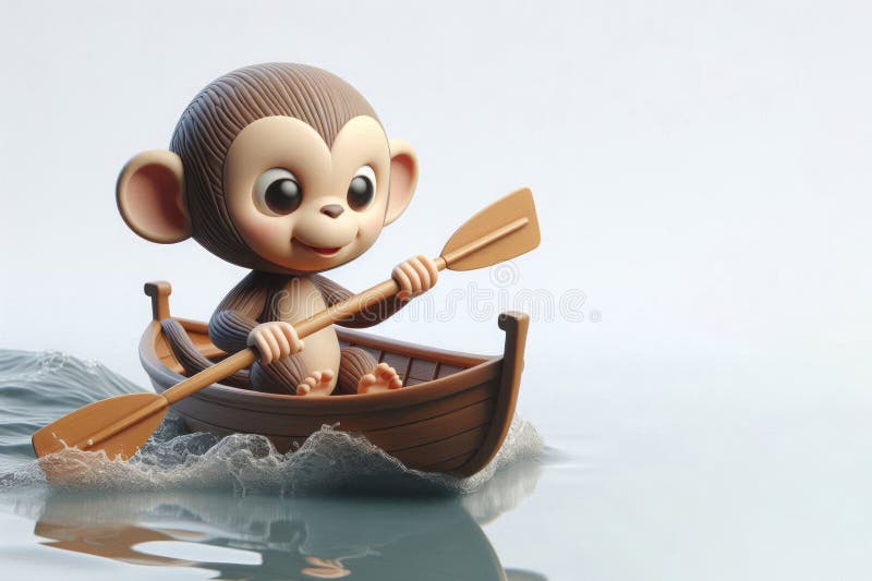 Monkey on a Boat in the Water. Space for Text. Stock Photo - Image of ...