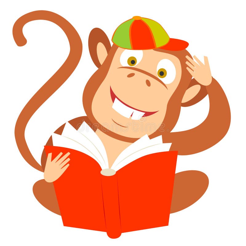 Monkey Reading Clipart