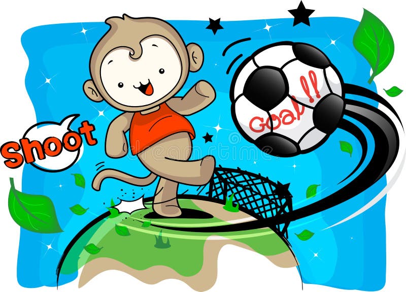 Monkey Boy Enter the Field of Kick Soccer Stock Vector - Illustration ...