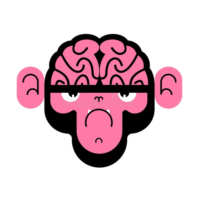 Monkey with Brain. Gorilla with Brains Stock Vector - Illustration of ...