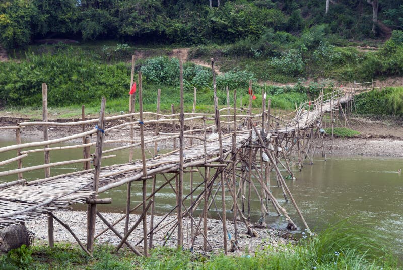 Monkey Bridge, Luang Prabang Laos Stock Image - Image of nature, simple ...