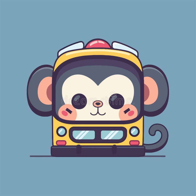 Monkey on a Bus Cartoon Character Stock Illustration - Illustration of ...