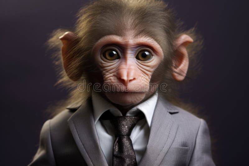 Monkey in a Business Suit with a Serious Expression Stock Image - Image ...