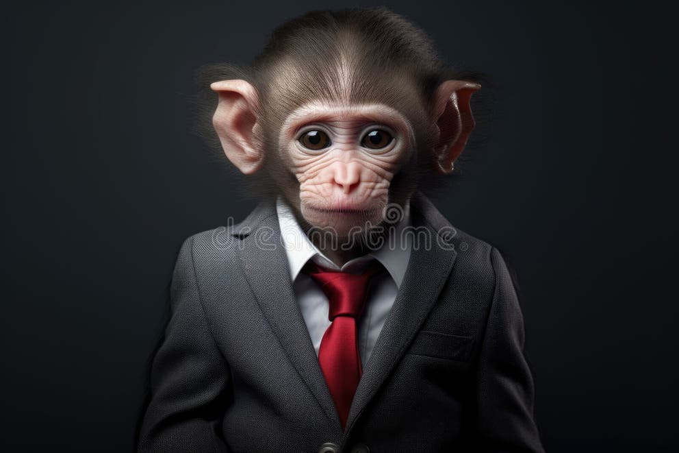 Monkey in a Business Suit with a Serious Expression Stock Photo - Image ...