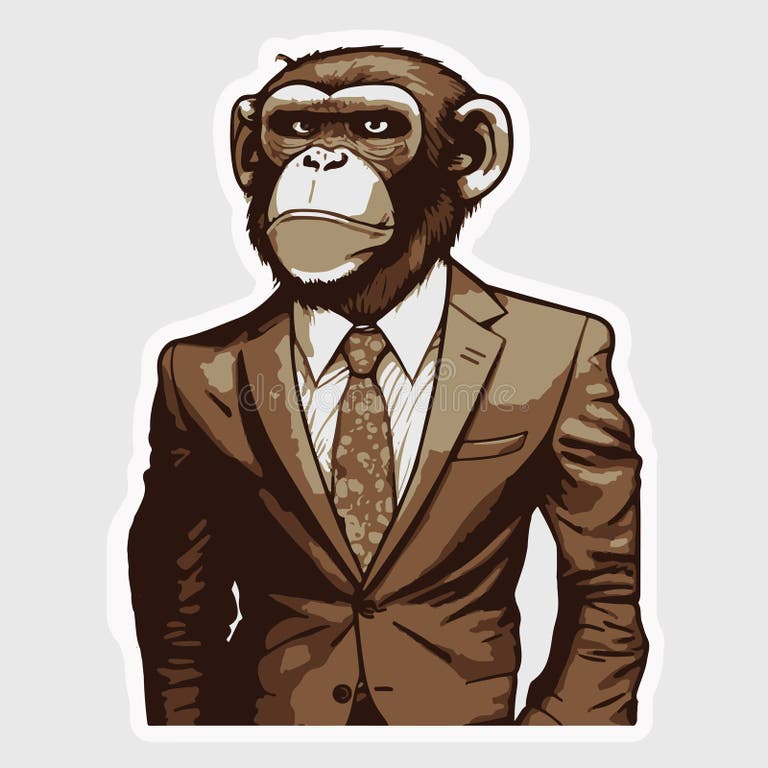 Monkey in a Business Suit with a Tie Stock Illustration - Illustration ...