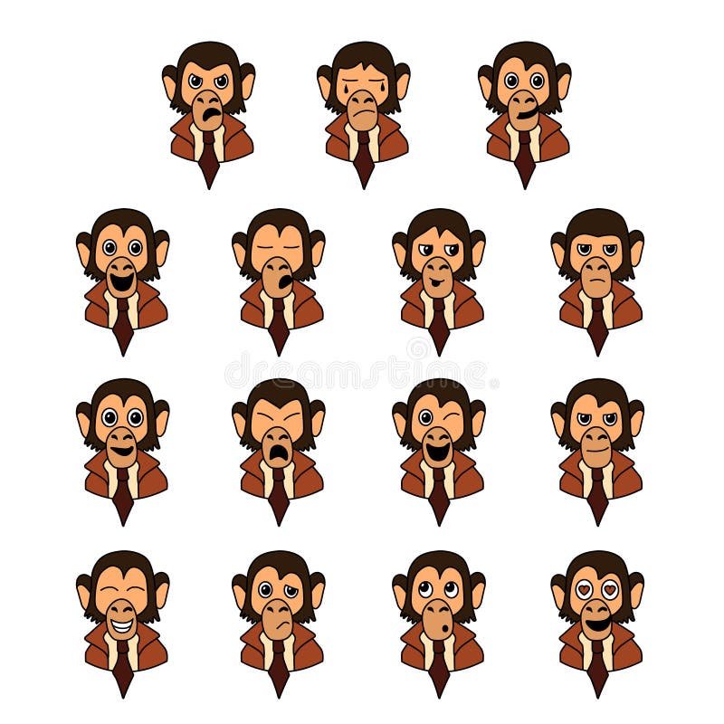 Monkey face expressions stock vector. Illustration of wondering - 62931918