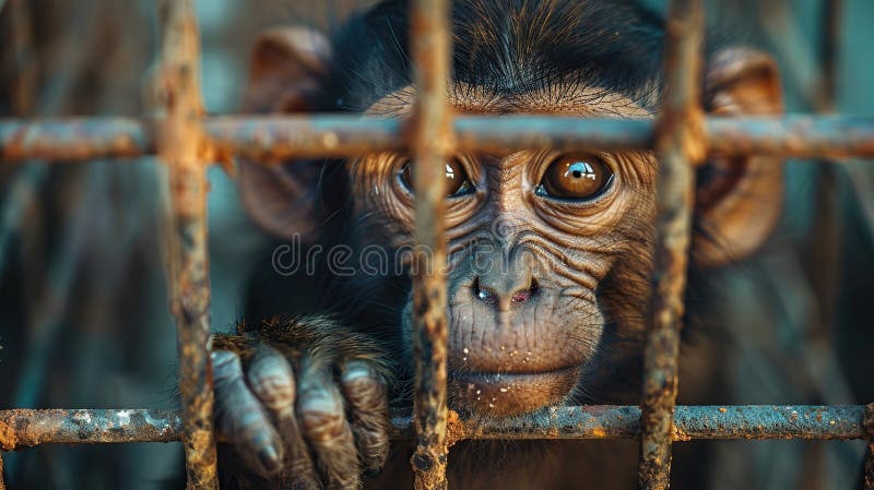 Monkey in a Cage stock illustration. Illustration of conservation ...