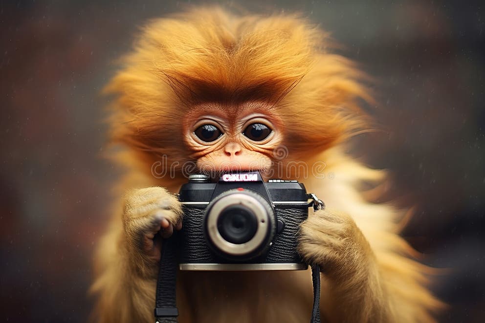 Monkey with Camera. Generative Ai Image Stock Illustration ...