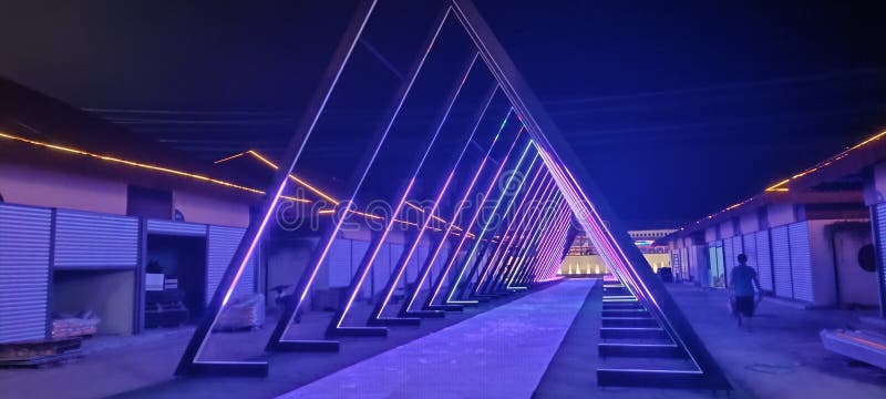 Monkey Canopy Neon Light Display Night View Stock Image - Image of blue ...
