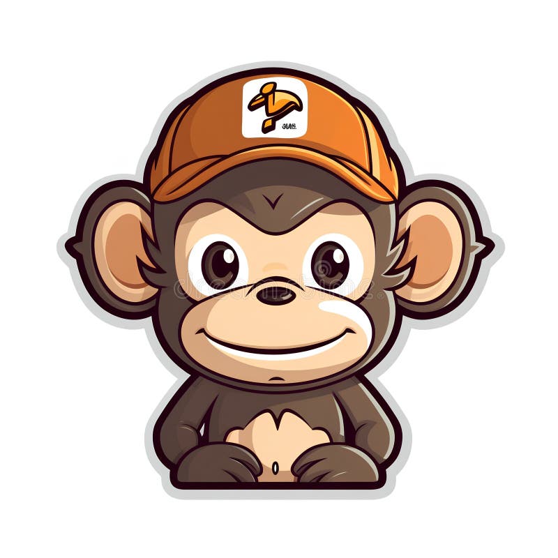 Cartoon Monkey with Watercolor Splashes on White Background ...