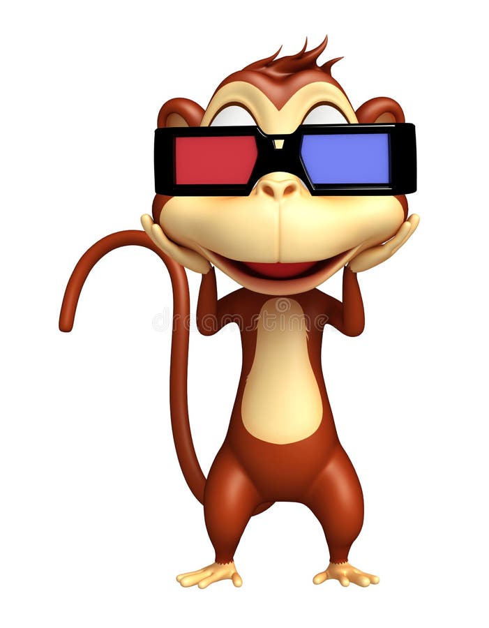 Monkey Cartoon Character with 3D Gogal Stock Illustration ...
