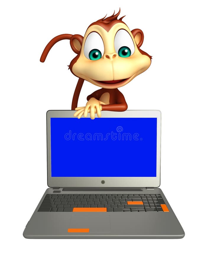 Monkey with a laptop stock illustration. Illustration of wildlife - 3093884