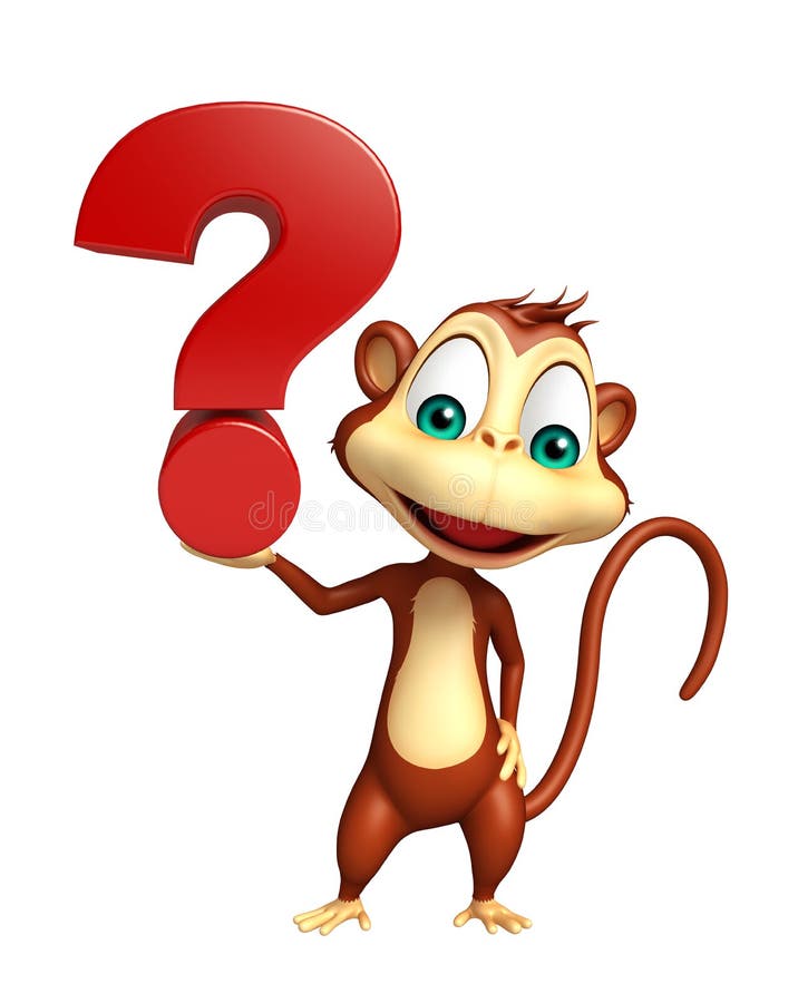 Monkey Cartoon Character with Question Sign Stock Illustration ...