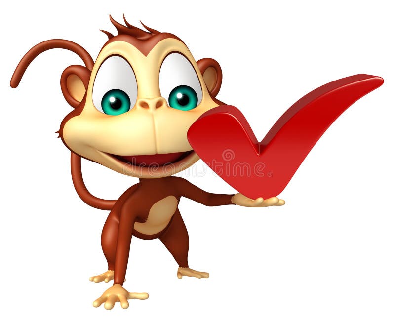 Monkey Cartoon Character with Right Sign Stock Illustration ...