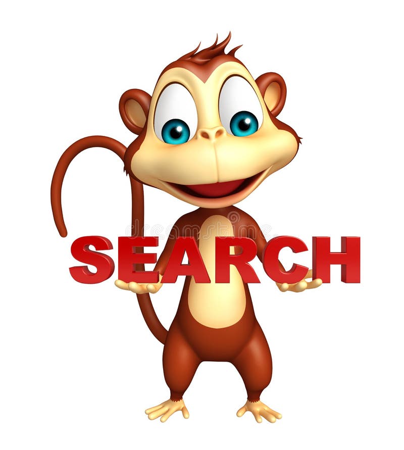 Monkey Cartoon Character with Search Stock Illustration - Illustration ...