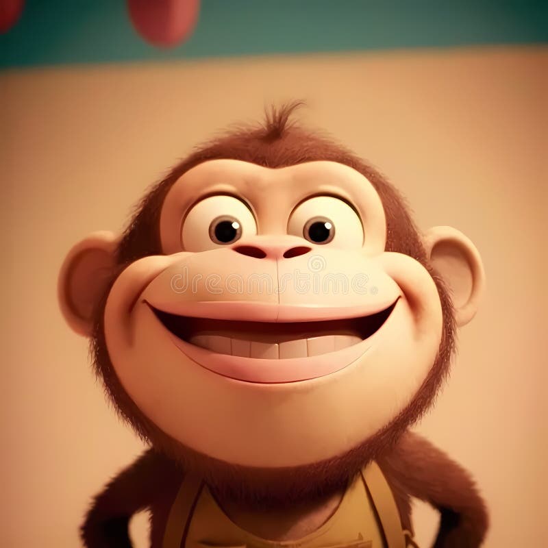Monkey Cartoon Character with Smile Stock Illustration - Illustration ...